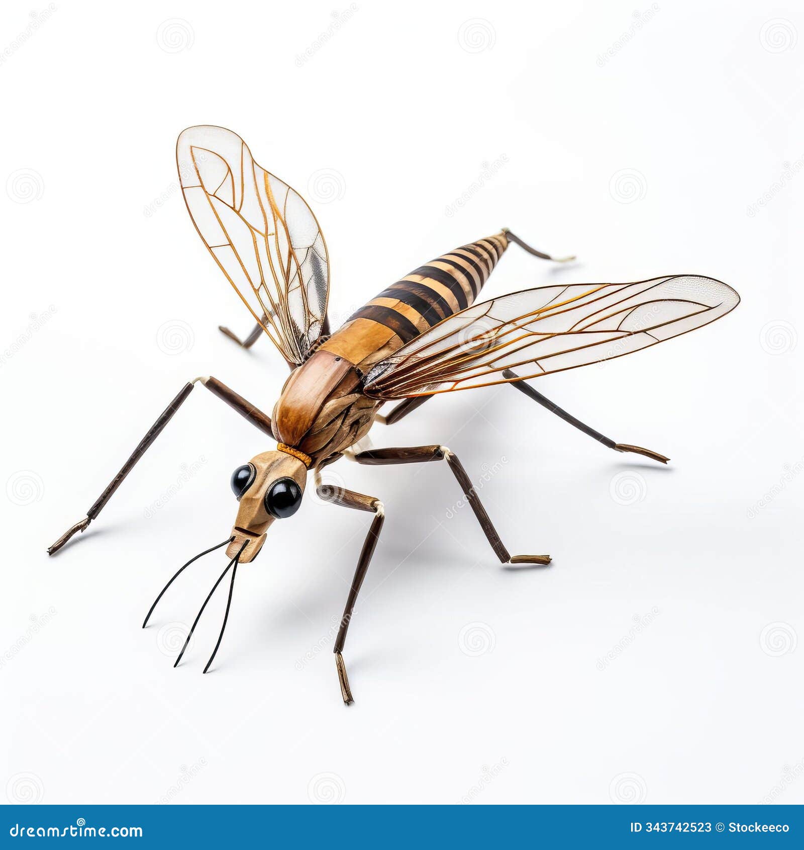 Handmade Wooden Mosquito Sculpture on White Background Image Stock ...