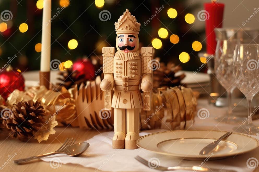 Handmade Wooden Nutcracker on a Festive Table Stock Photo - Image of ...