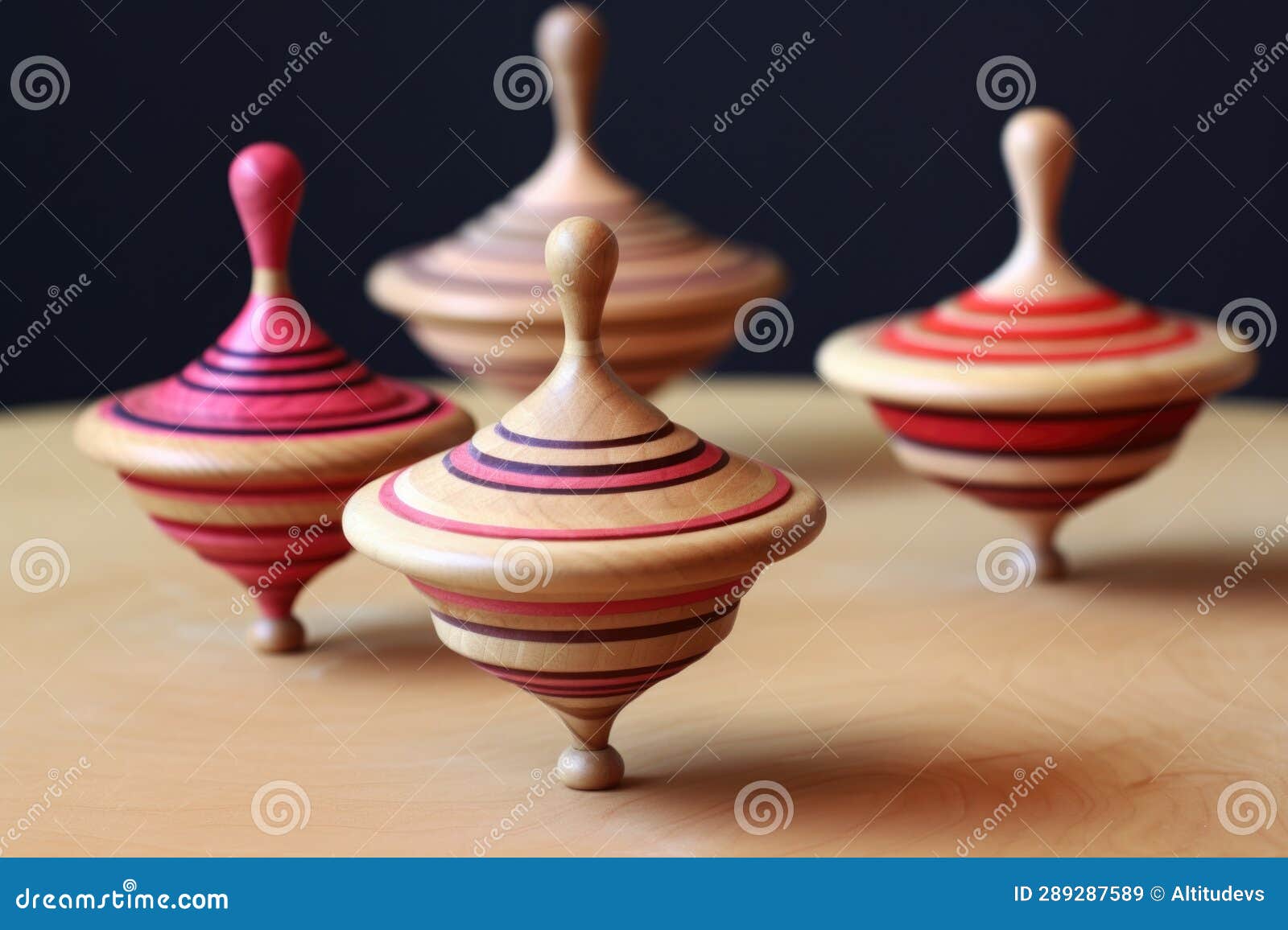 Handmade Wooden Spinning Tops in Motion Stock Image - Image of motion ...