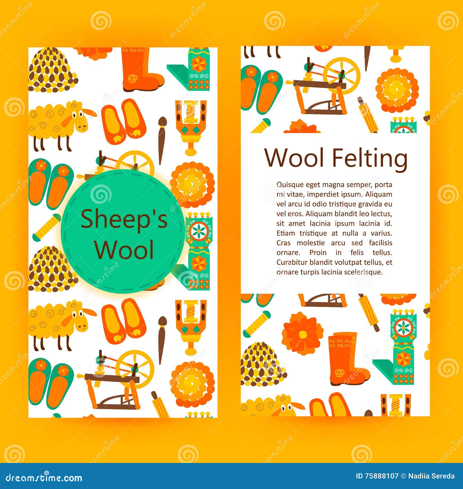 Handmade Wool Products Brochure Template Stock Vector - Illustration of ...