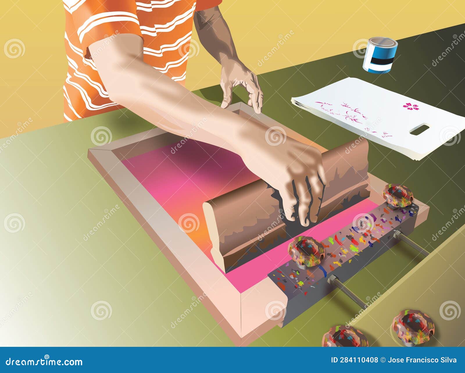 Handmade Work with Serigraphy, Silkscreen Printing Technique Stock ...