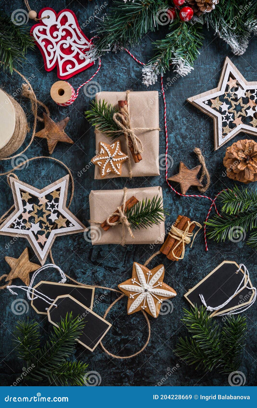 Handmade Wrapped Christmas Gift Boxes Stock Image - Image of seasonal ...