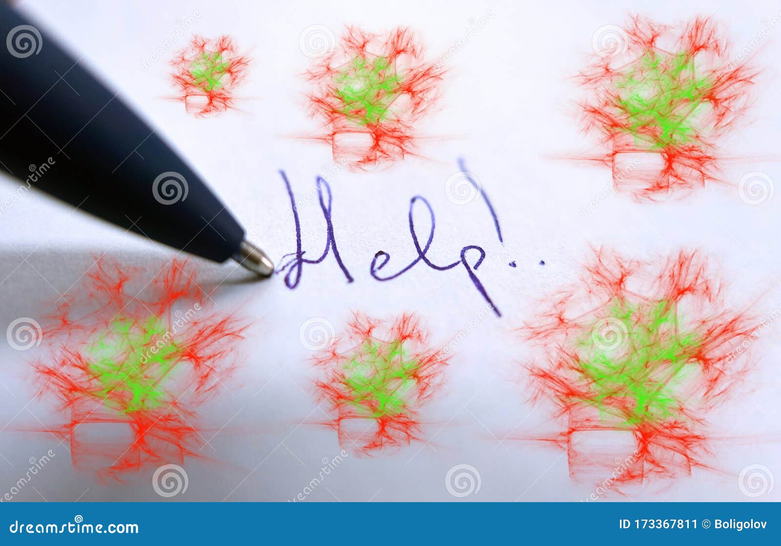 Handmade Written Help Message on White Paper Stock Illustration ...