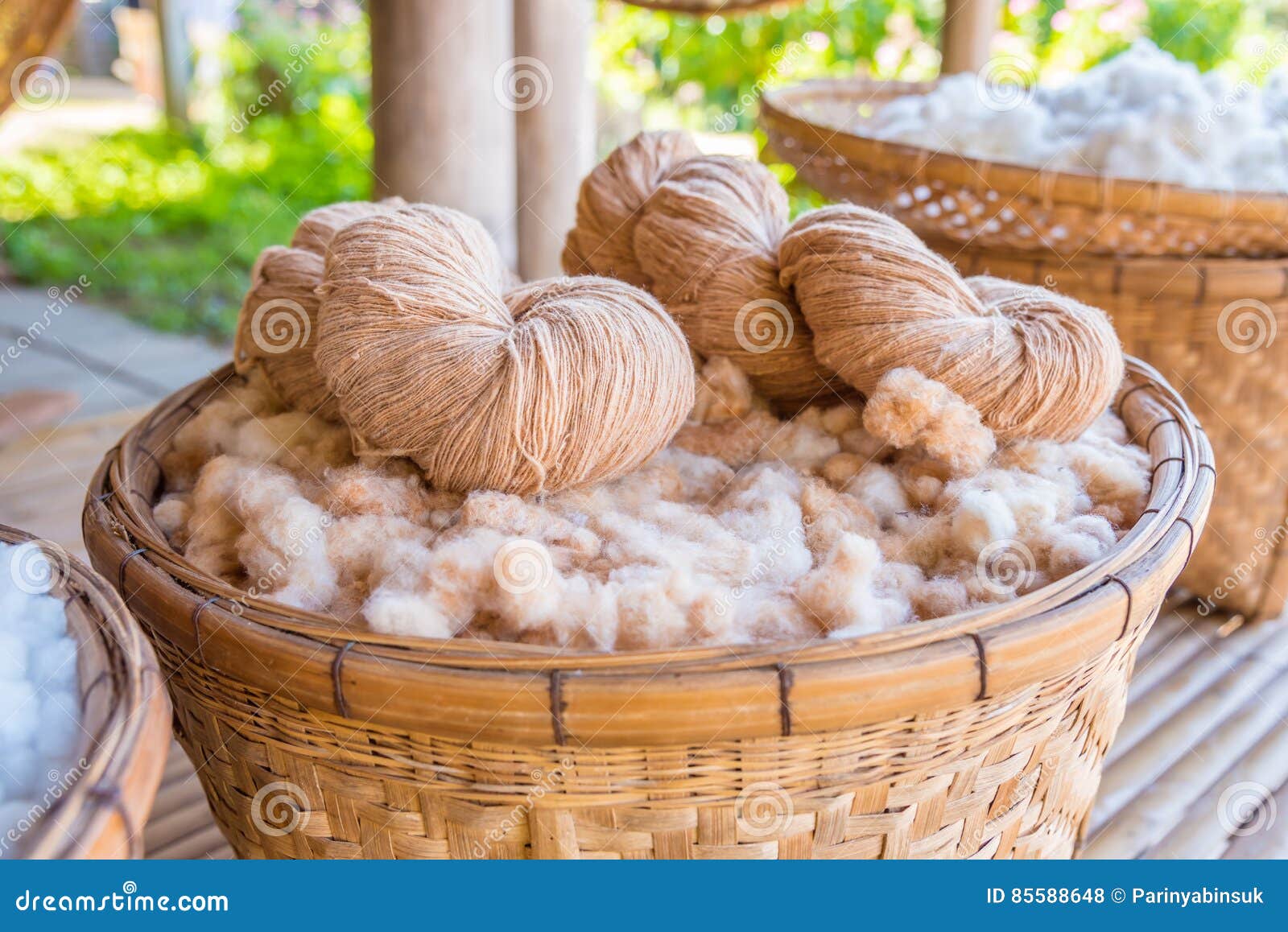 Handmade Yarn from the Cotton Flower Stock Photo - Image of fabric ...