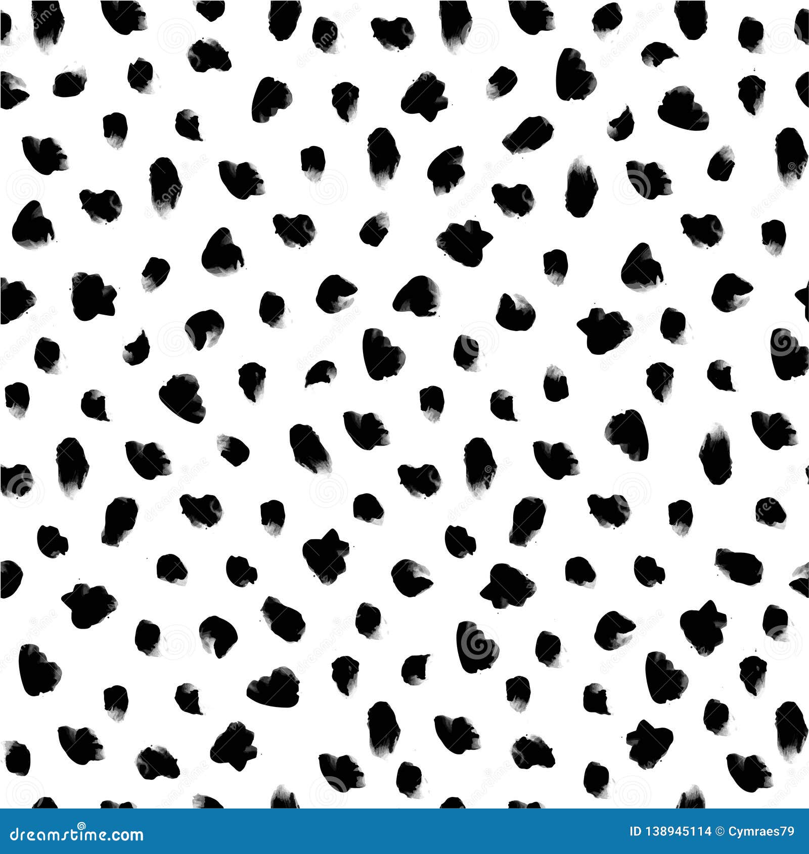 Handpainted Dalmatian Print Repeat Pattern Stock Illustration ...