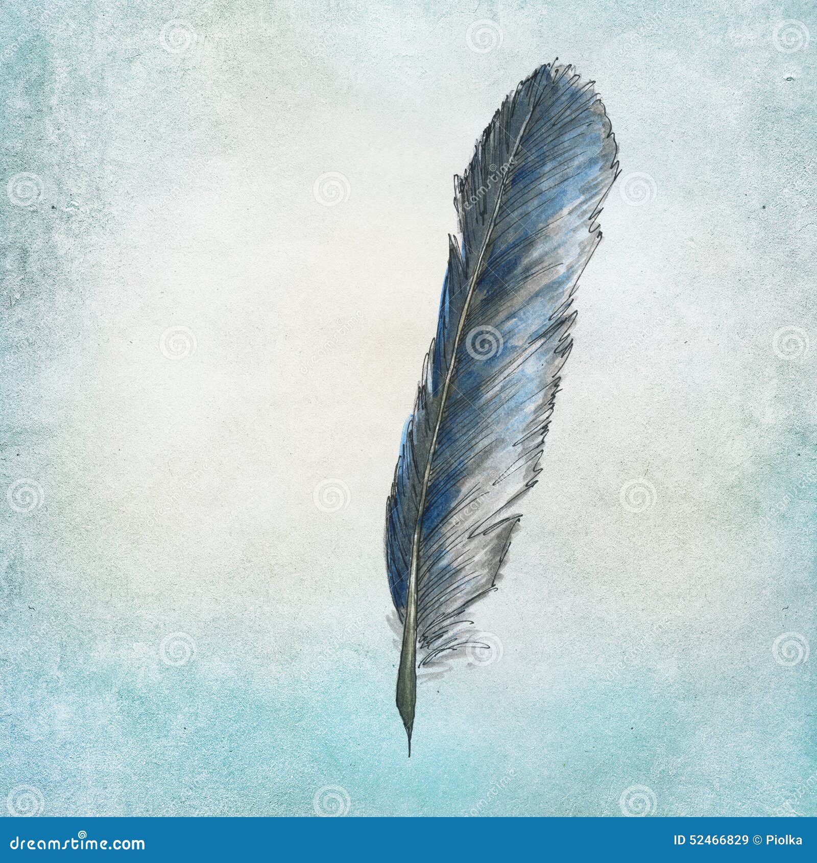 Handpainted raven feather stock illustration. Illustration of ...