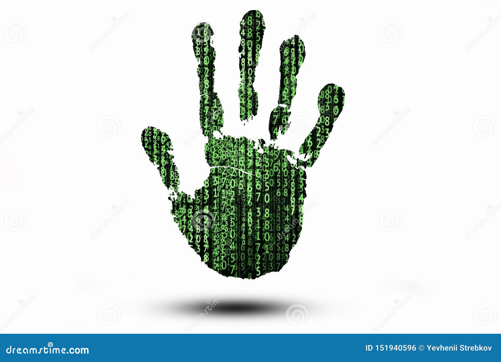 Handprint with Binary Code Background Stock Photo - Image of ...