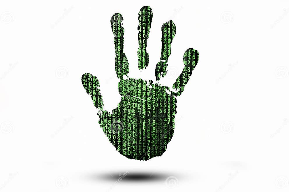 Handprint with Binary Code Background Stock Photo - Image of ...
