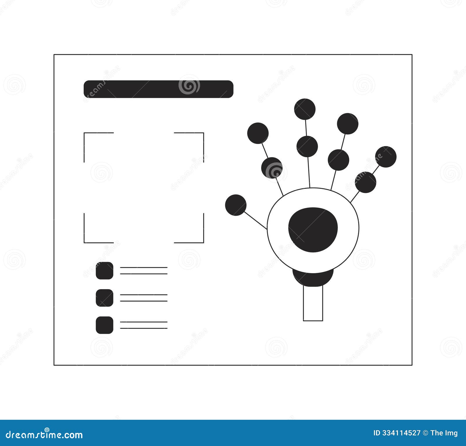 Handprint Biometrics Black and White 2D Line Object Stock Illustration ...