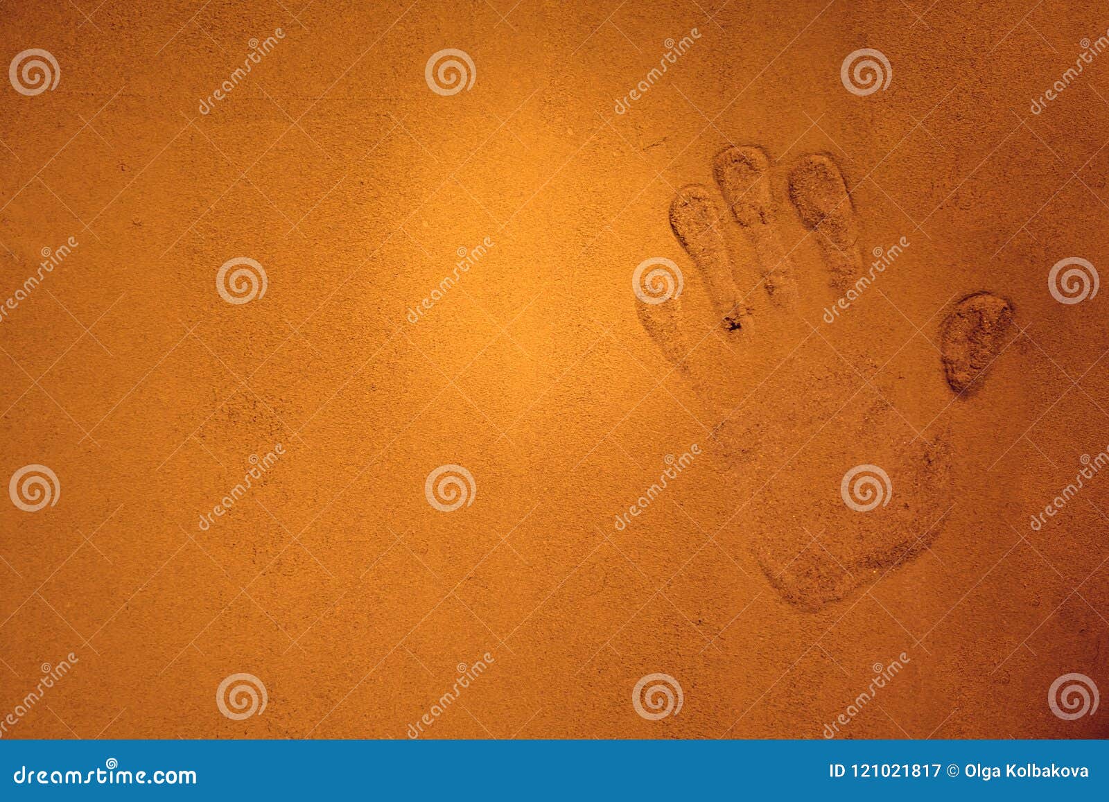 Handprint on clay stock image. Image of clay, coast - 121021817
