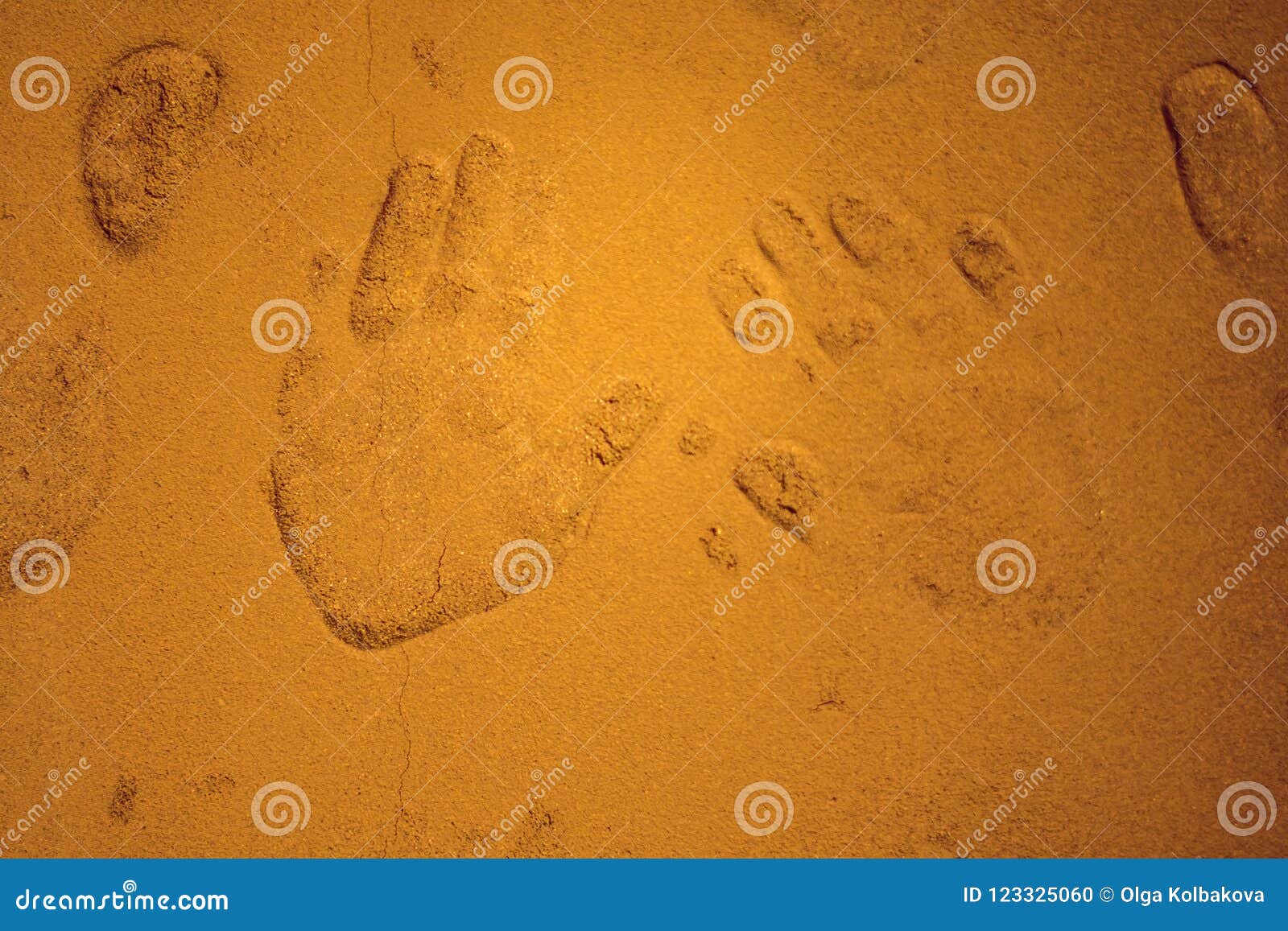 Handprint on clay stock photo. Image of outdoor, hand - 123325060