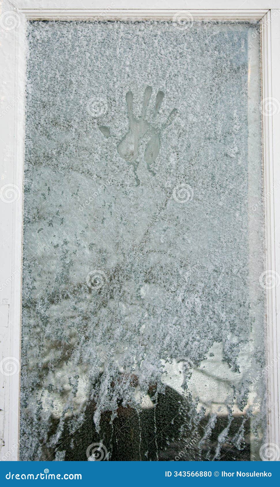A Handprint on a Frozen Window Stock Photo - Image of people, weather ...