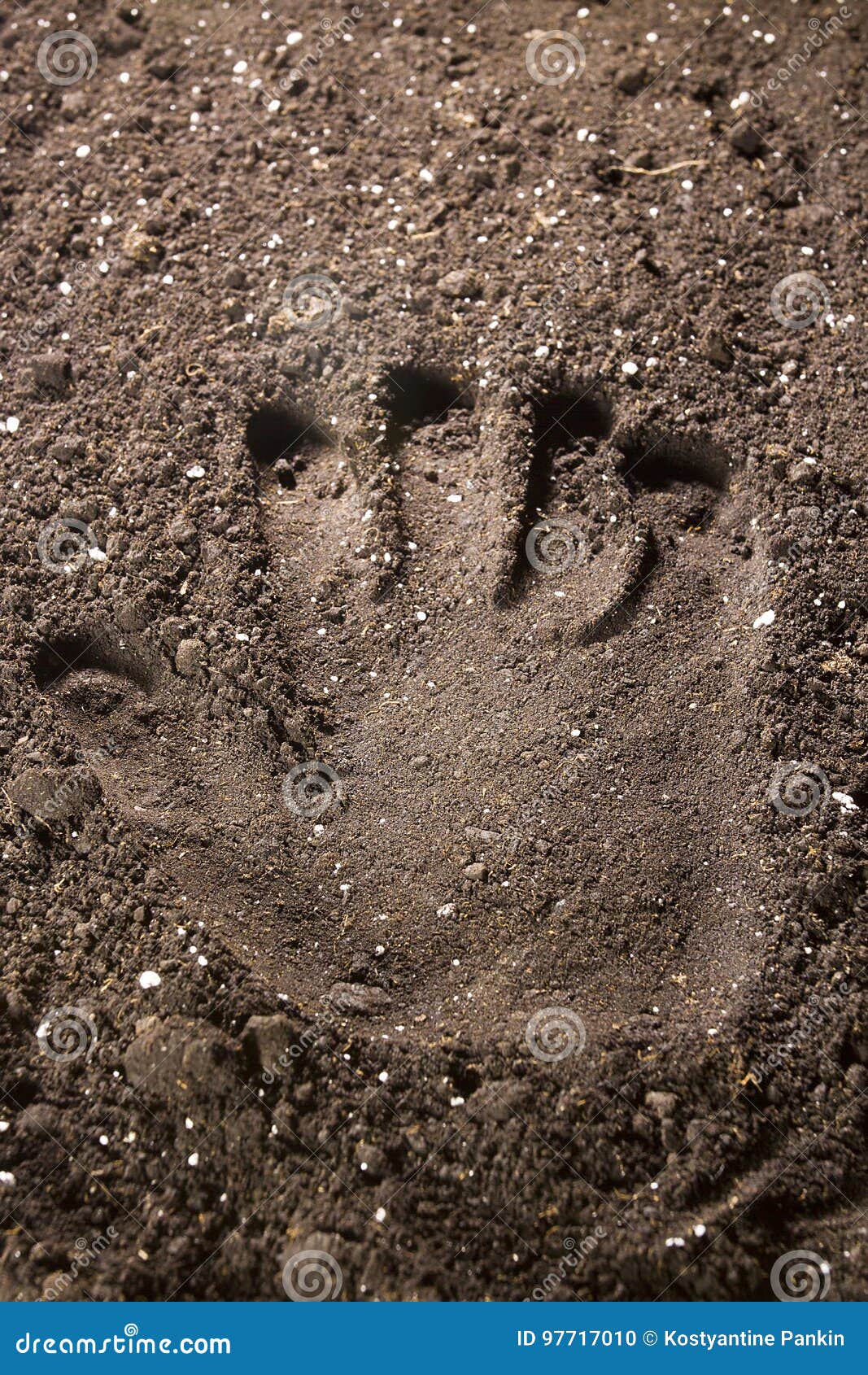Handprint on the ground stock photo. Image of plough - 97717010