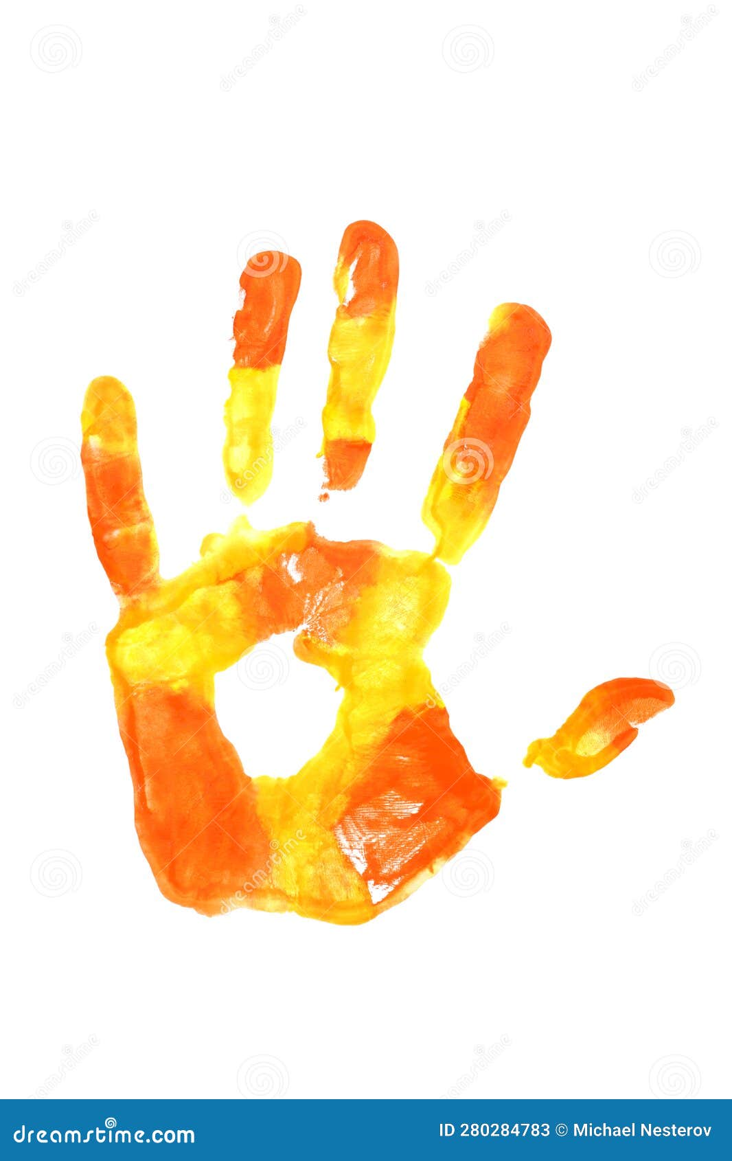 Handprint with Multicolored Paints Isolated on White Stock Image ...