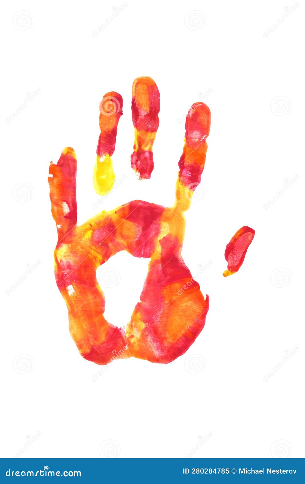 Handprint with Multicolored Paints Isolated on White Stock Image ...