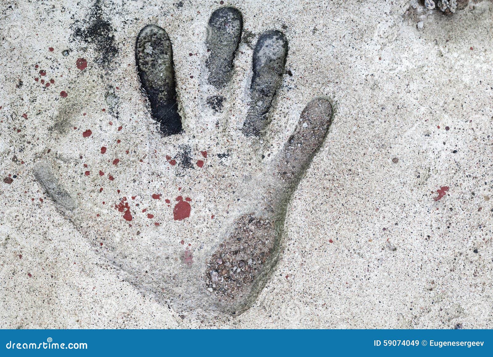 Handprint in the Old Concrete Slab Stock Image - Image of human ...
