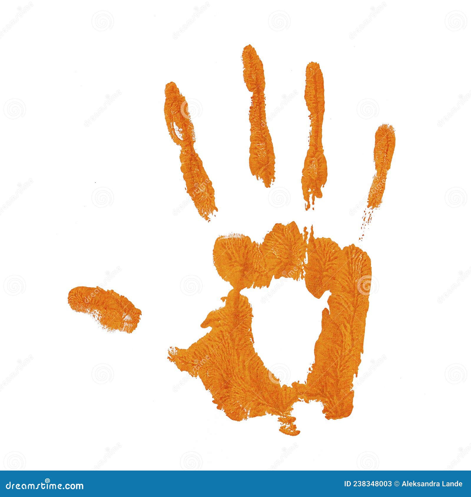 Handprint with Orange Paint on the White Stock Illustration ...