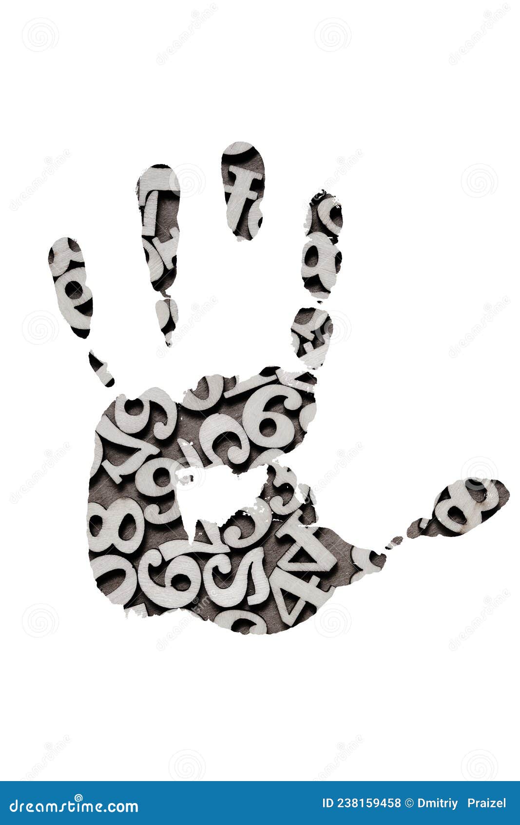 Handprint Palm with an Abstract Background Consisting Set Numbers Stock ...