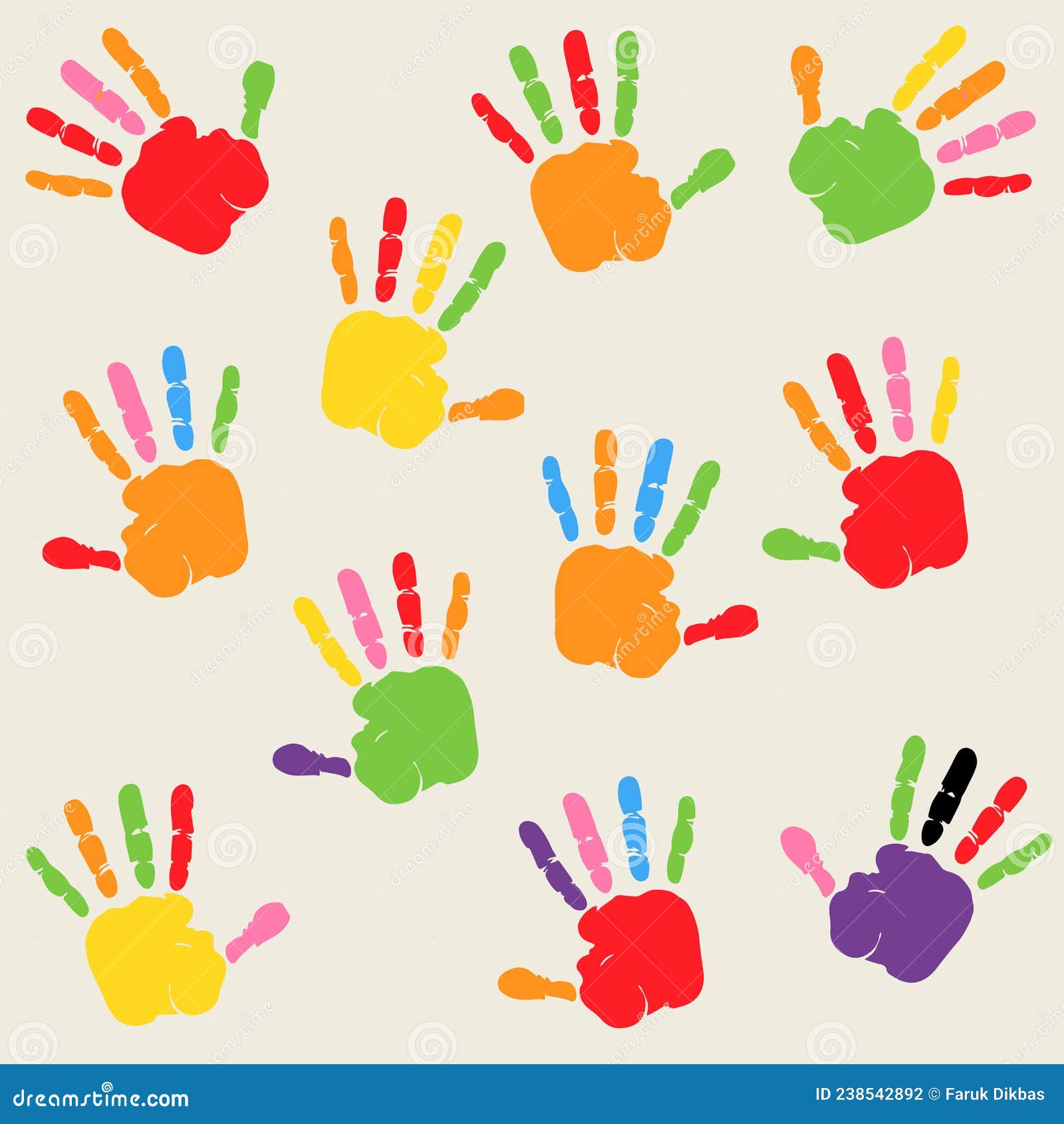 Handprint Pattern Printed in Gated Colors Stock Illustration ...