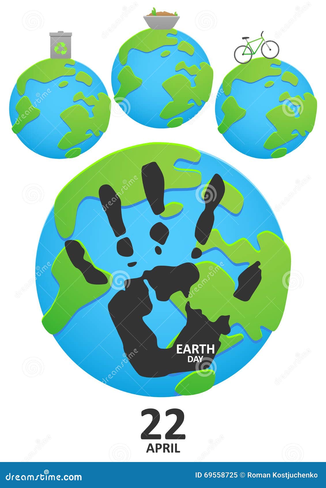Handprint on planet earth stock vector. Illustration of nature - 69558725