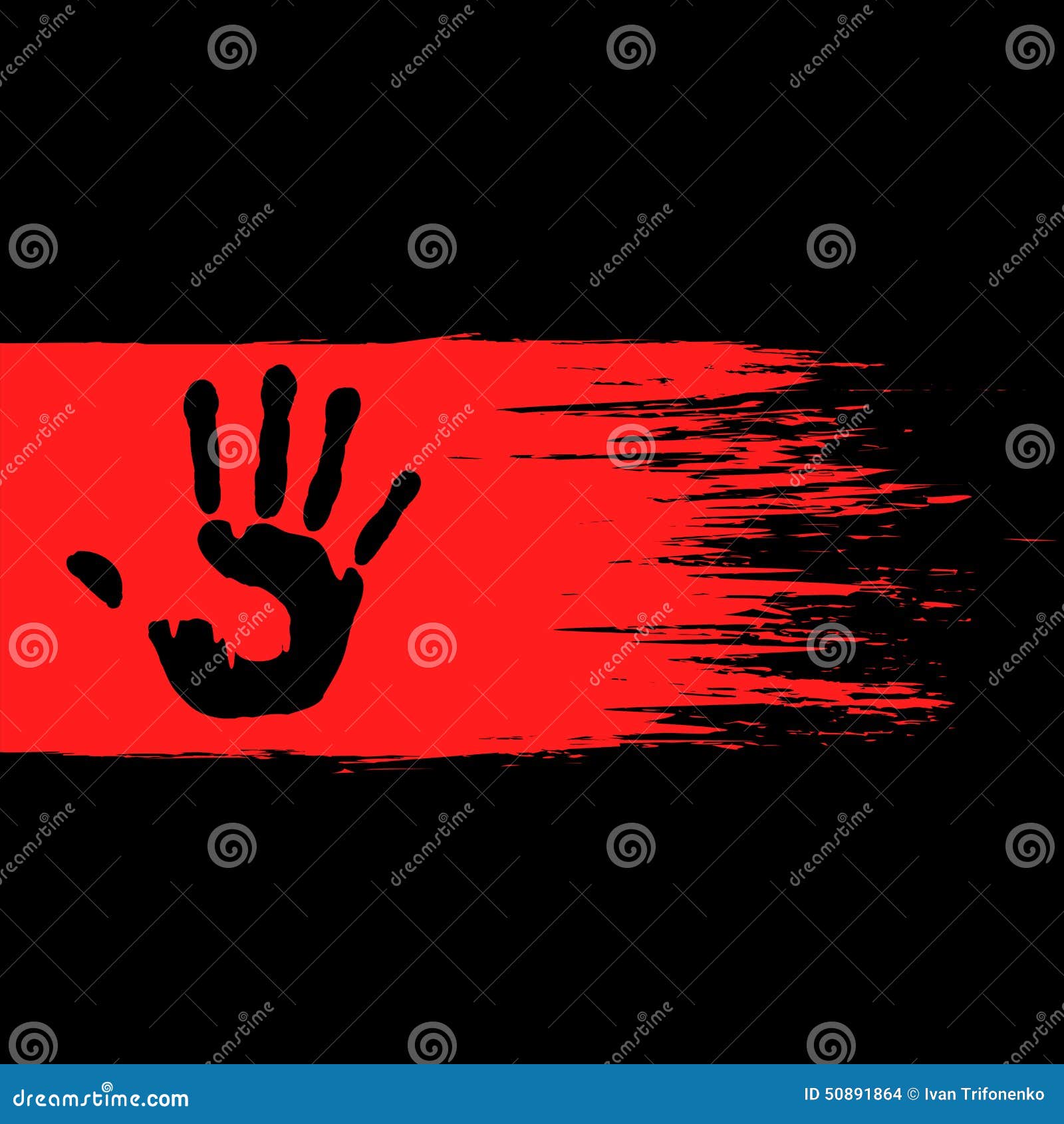 Handprint on the red paint stock vector. Illustration of paint - 50891864