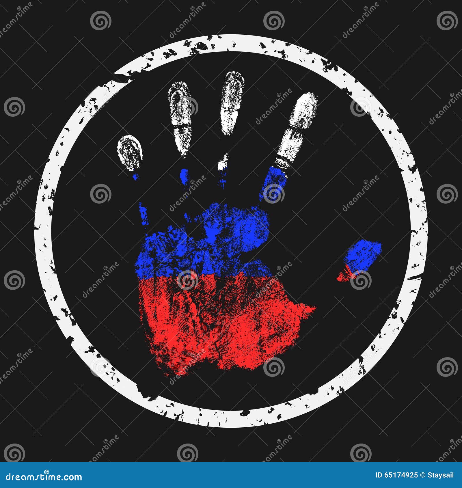 Handprint Russian flag stock vector. Illustration of choice - 65174925