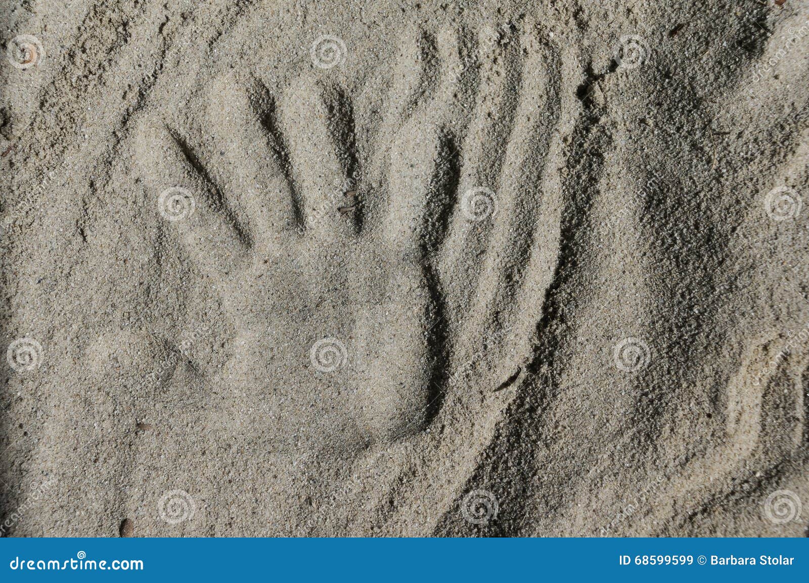 Handprint in the Sand stock image. Image of human, fingers - 68599599