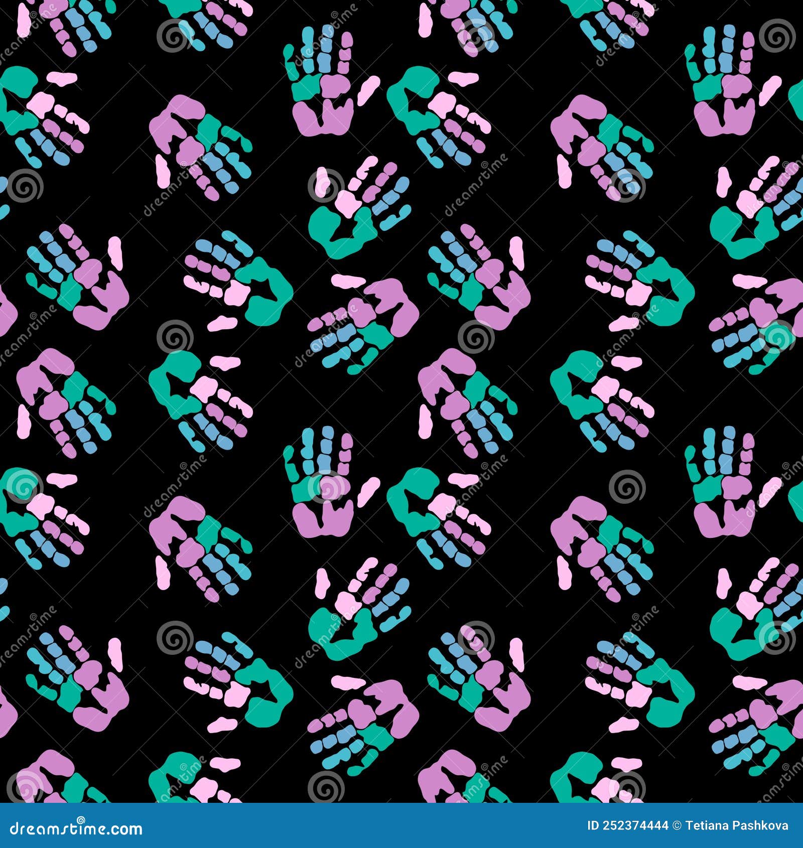 Handprint Seamless Team Work Pattern for School and Kids and Wrapping ...
