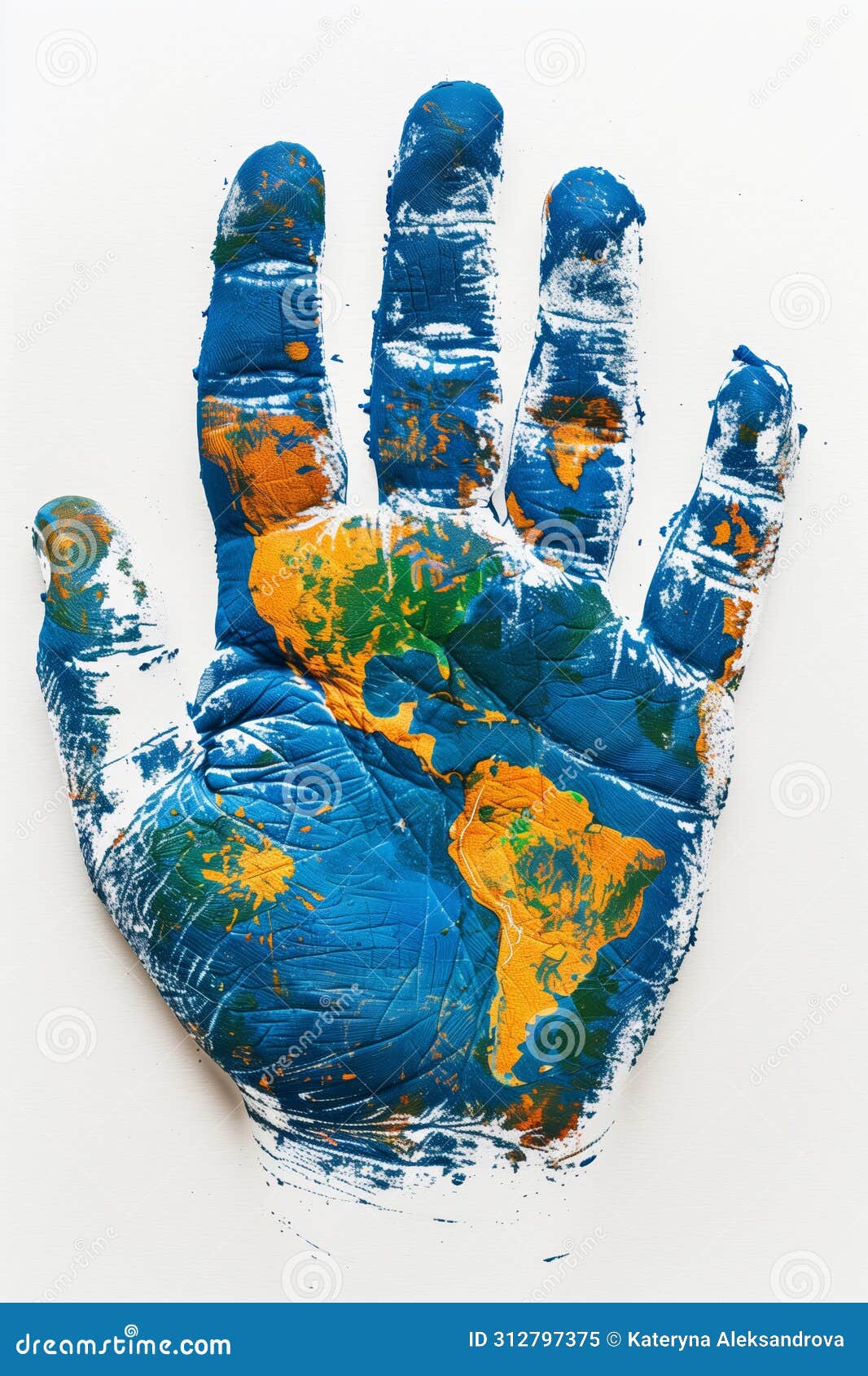 Handprint with Texture of Planet Earth Map Concept. Nature Environment ...