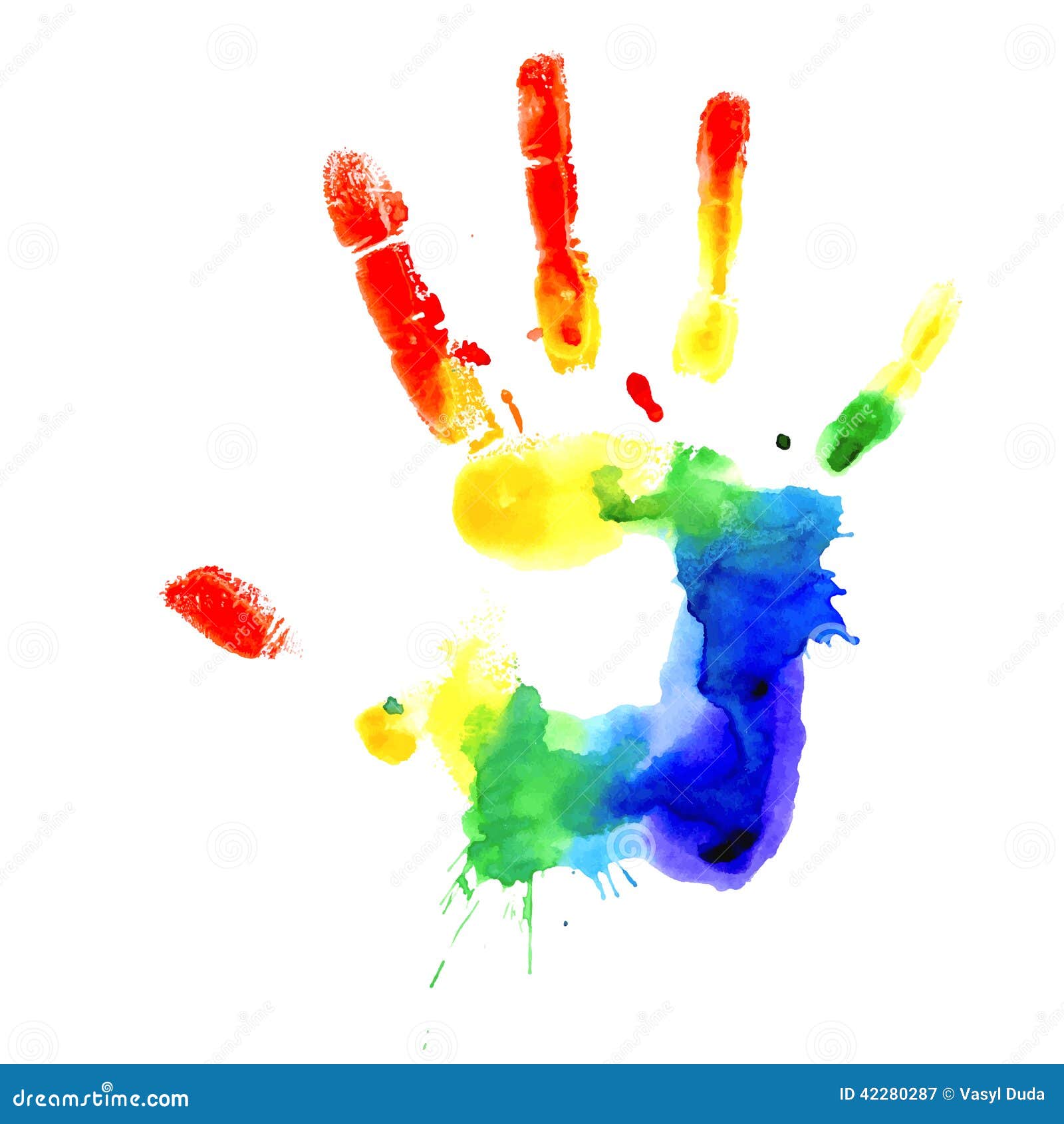 Handprint in Vibrant Colors of the Rainbow Stock Vector - Illustration ...