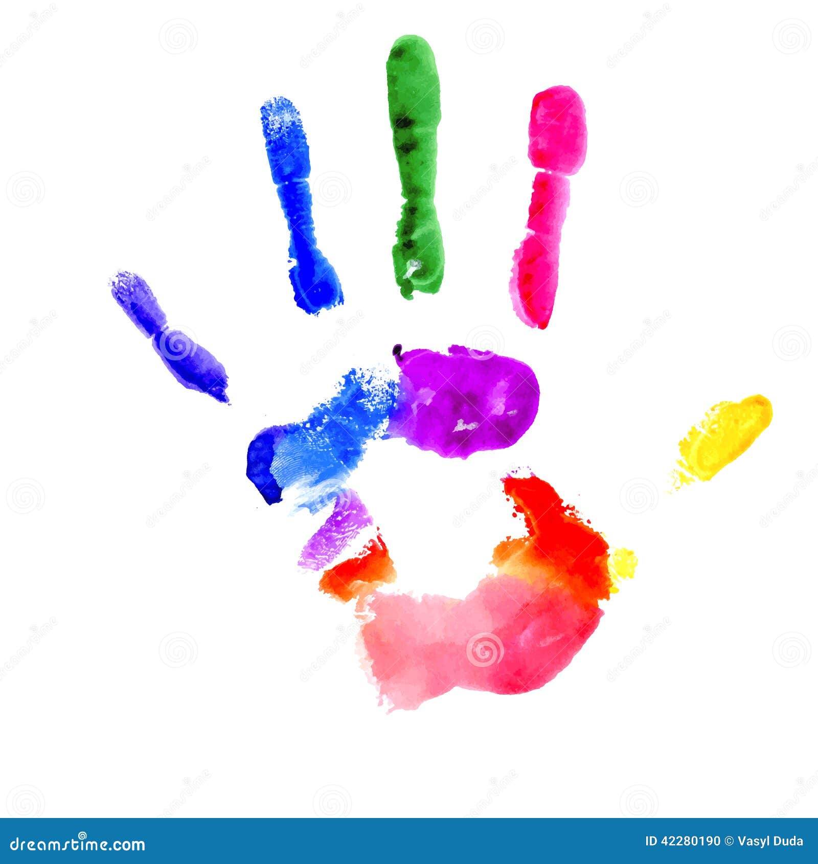 Handprint in Vibrant Colors of the Rainbow Stock Vector - Illustration ...