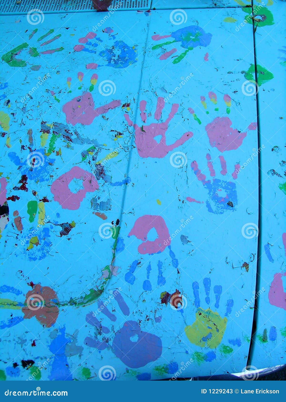 Handprints Closeup on Car Hood Stock Image - Image of child, pink: 1229243