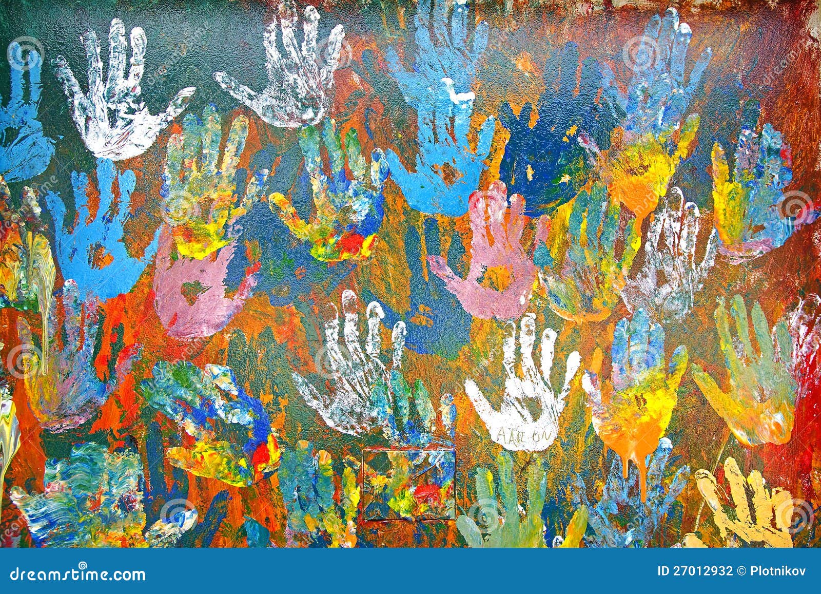 Handprints Made of Multicolored Oil Paints Stock Photo - Image of ...
