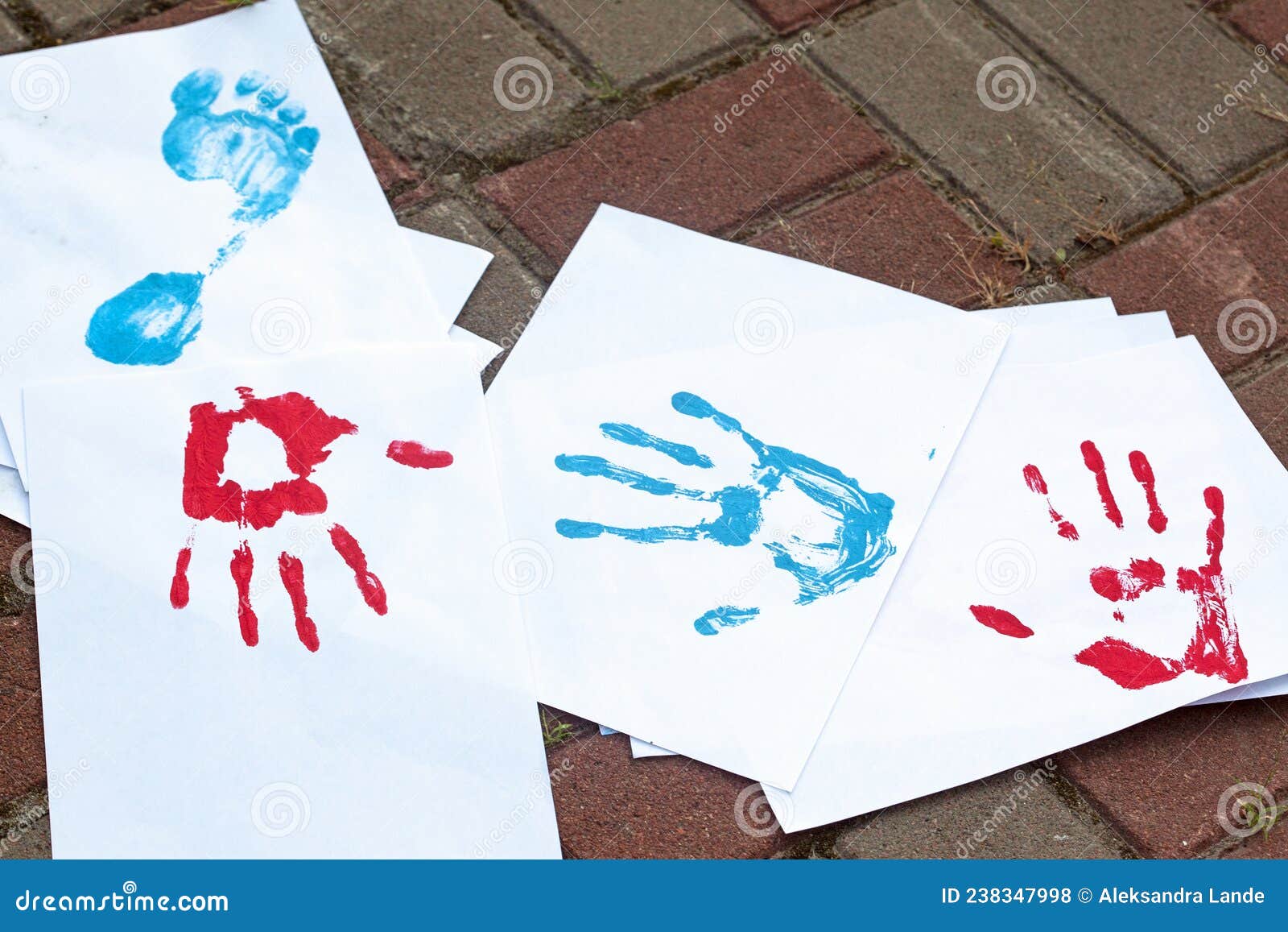 Handprints with Paint on the White Stock Photo - Image of human, people ...