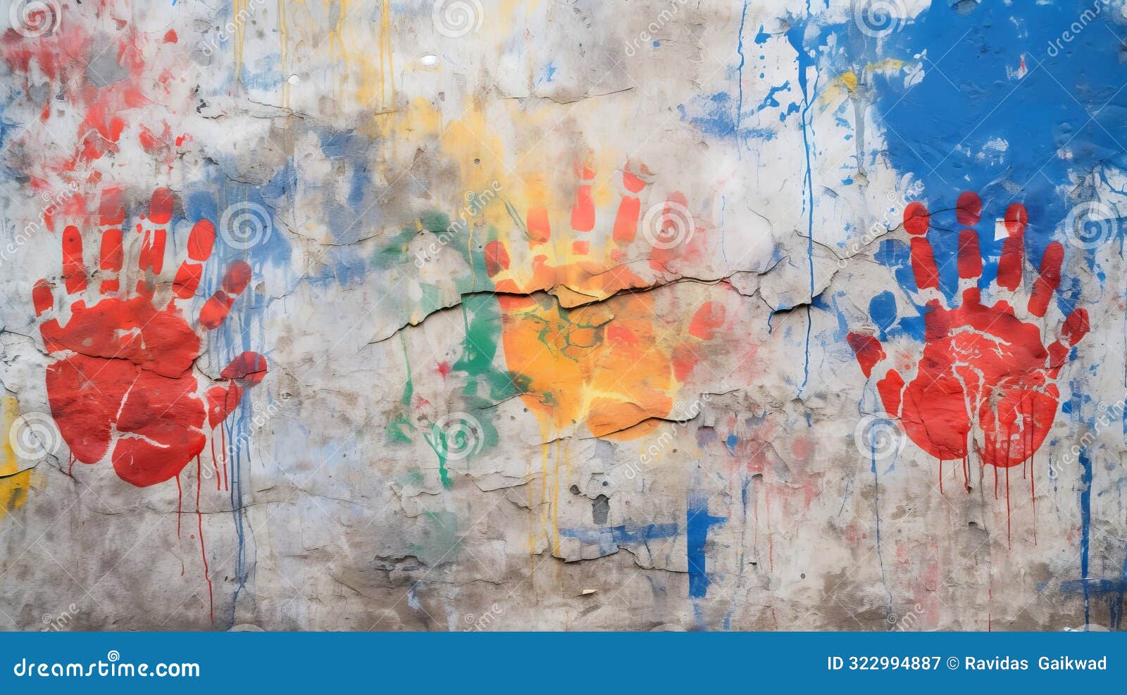 Handprints Painted on Wall Surface Stock Illustration - Illustration of ...