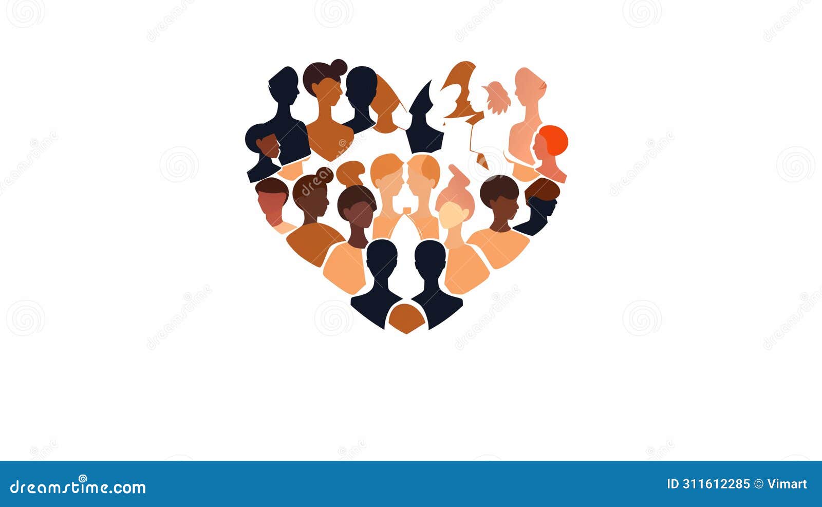 Handprints People of Different Races in the Shape of a Heart. Stock ...