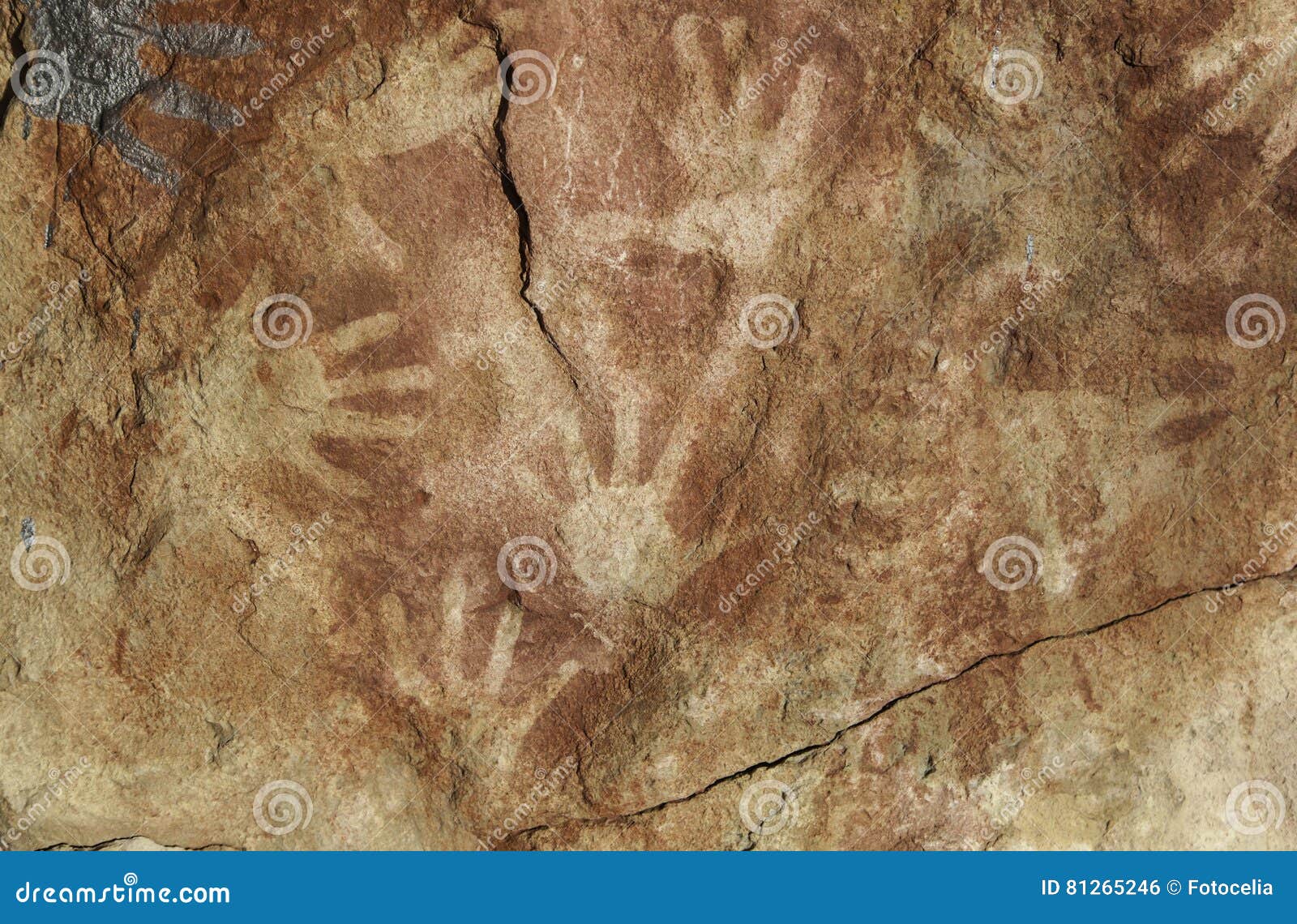 Handprints on rock stock photo. Image of cliff, handprints - 81265246