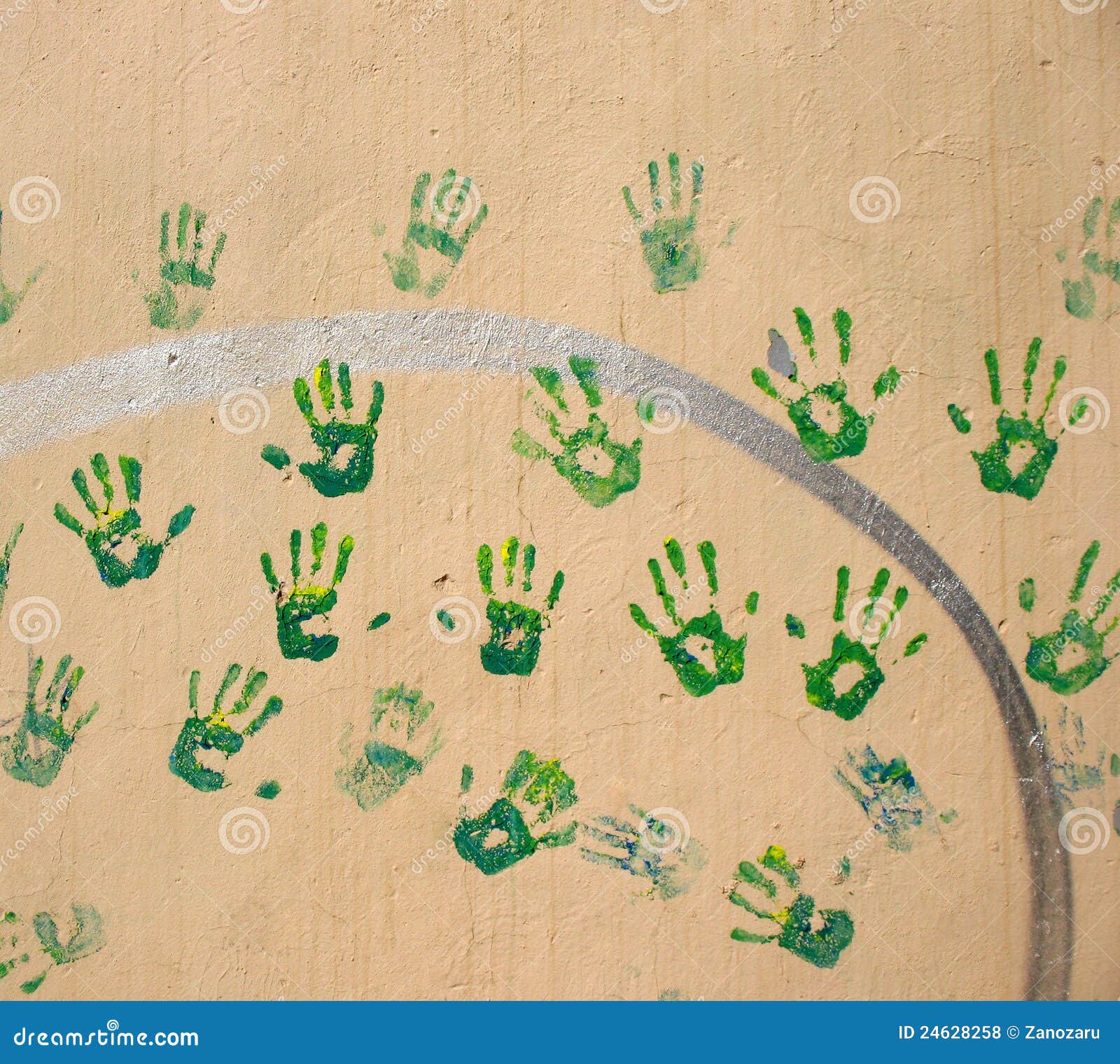 Handprints on the wall stock photo. Image of paint, fives - 24628258