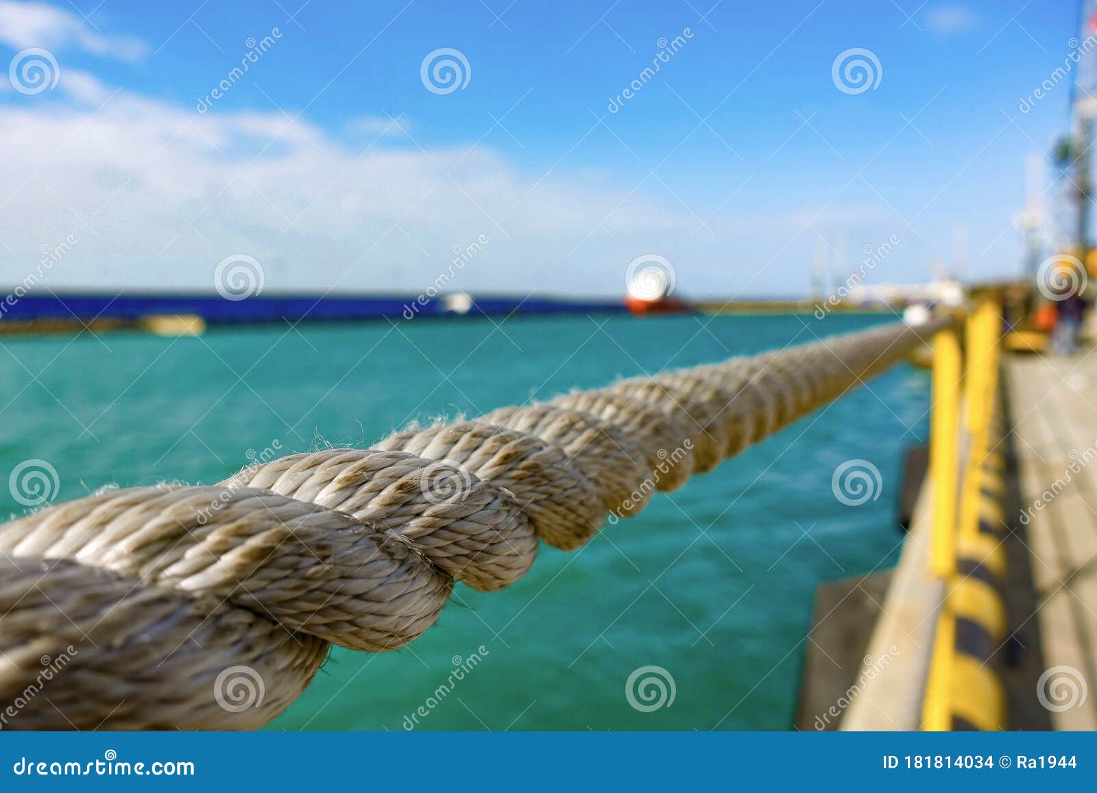 Handrail Made of Nautical Rope at Sea Stock Photo - Image of quay ...