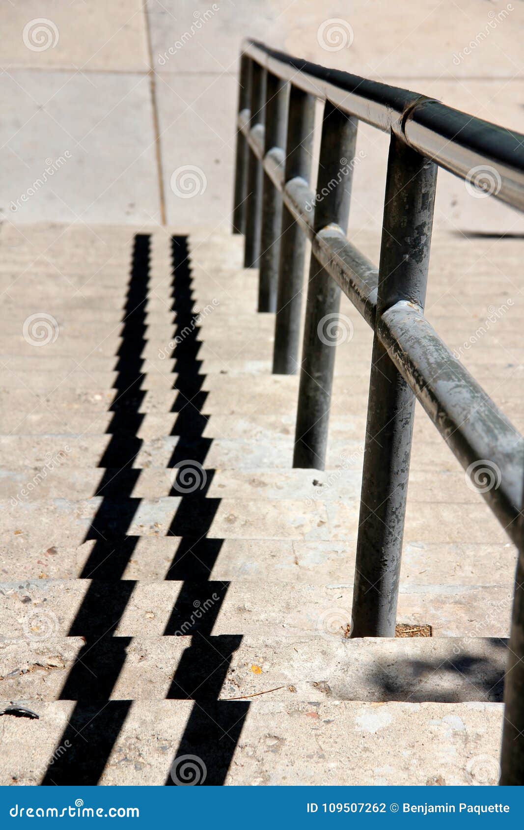 Handrail shadow on stairs stock photo. Image of walkway - 109507262