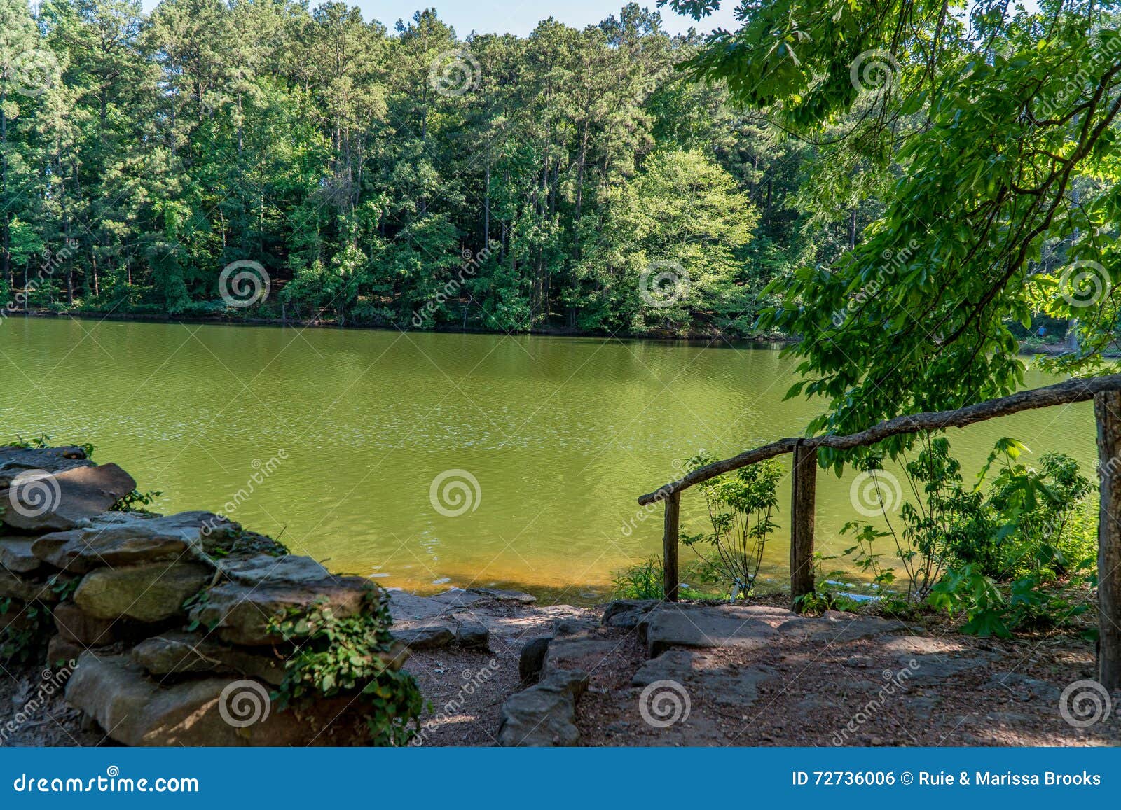 Handrail to Pond stock photo. Image of bridge, reflection - 72736006