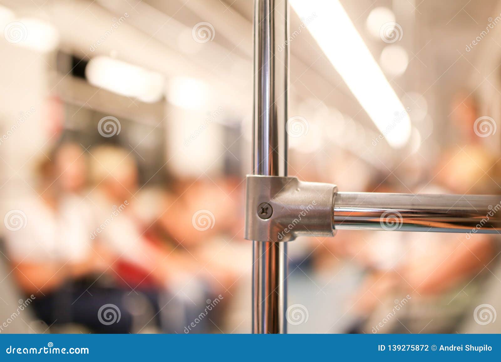 Handrail on the Train in the Metro Stock Photo - Image of inside, empty ...