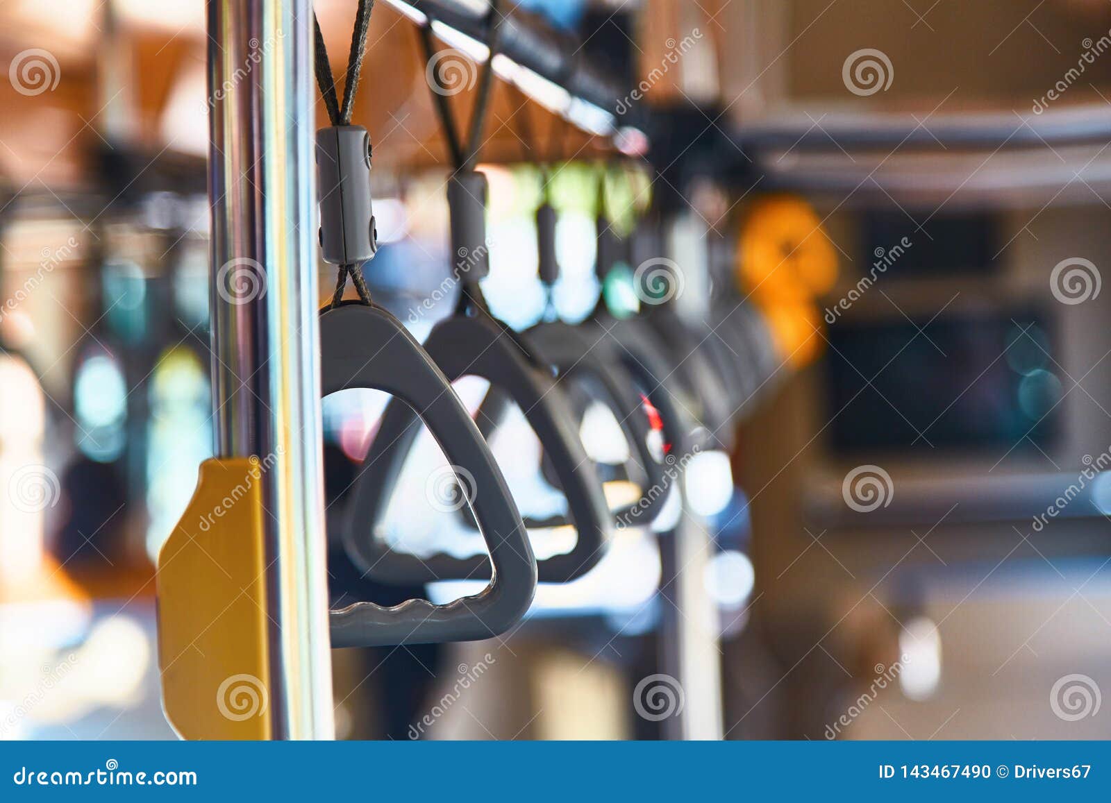 Handrails on the Bus. Loops in the Bus Stock Photo - Image of modern ...