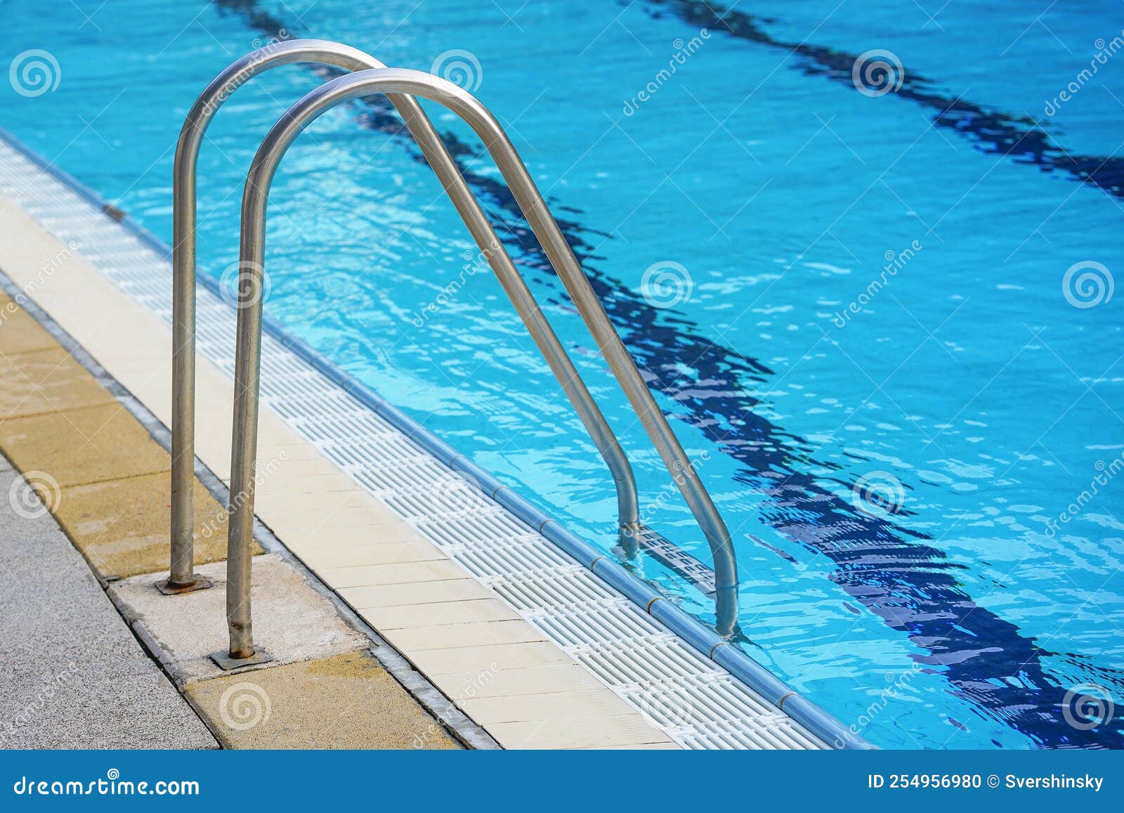 Handrails for Descent into the Pool Stock Photo - Image of entry ...