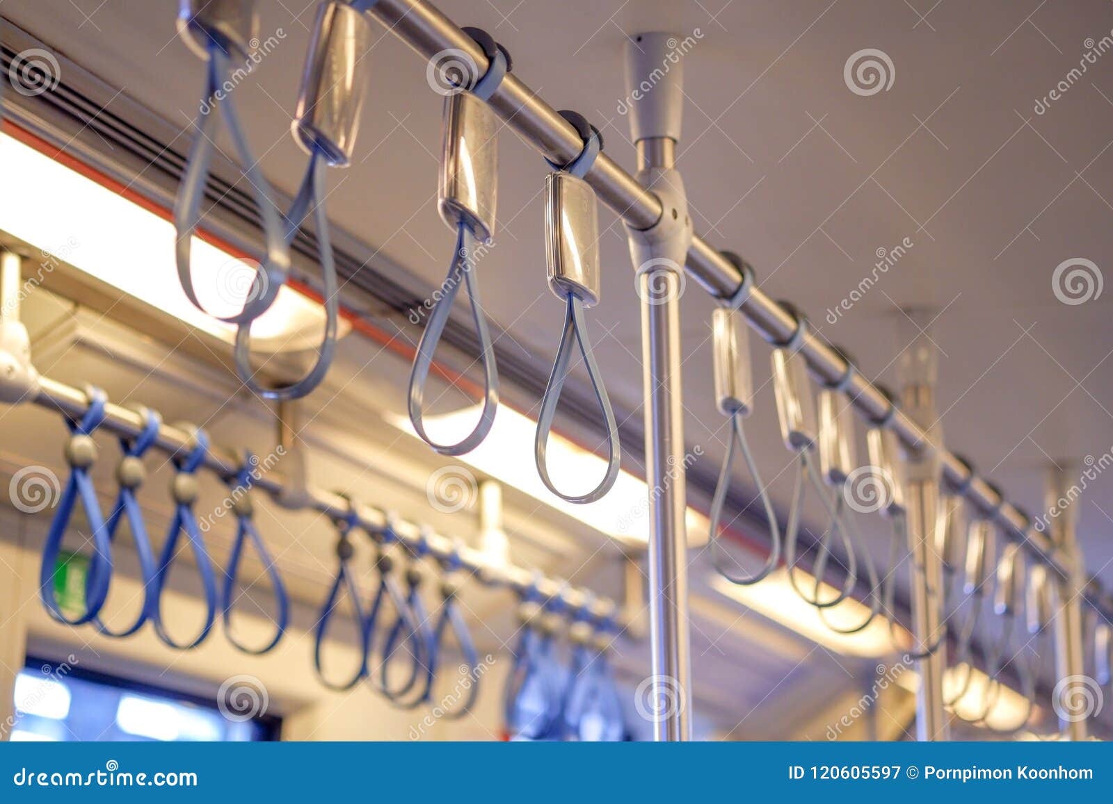 Handrails in the Electric Train Stock Image - Image of strap, loop ...
