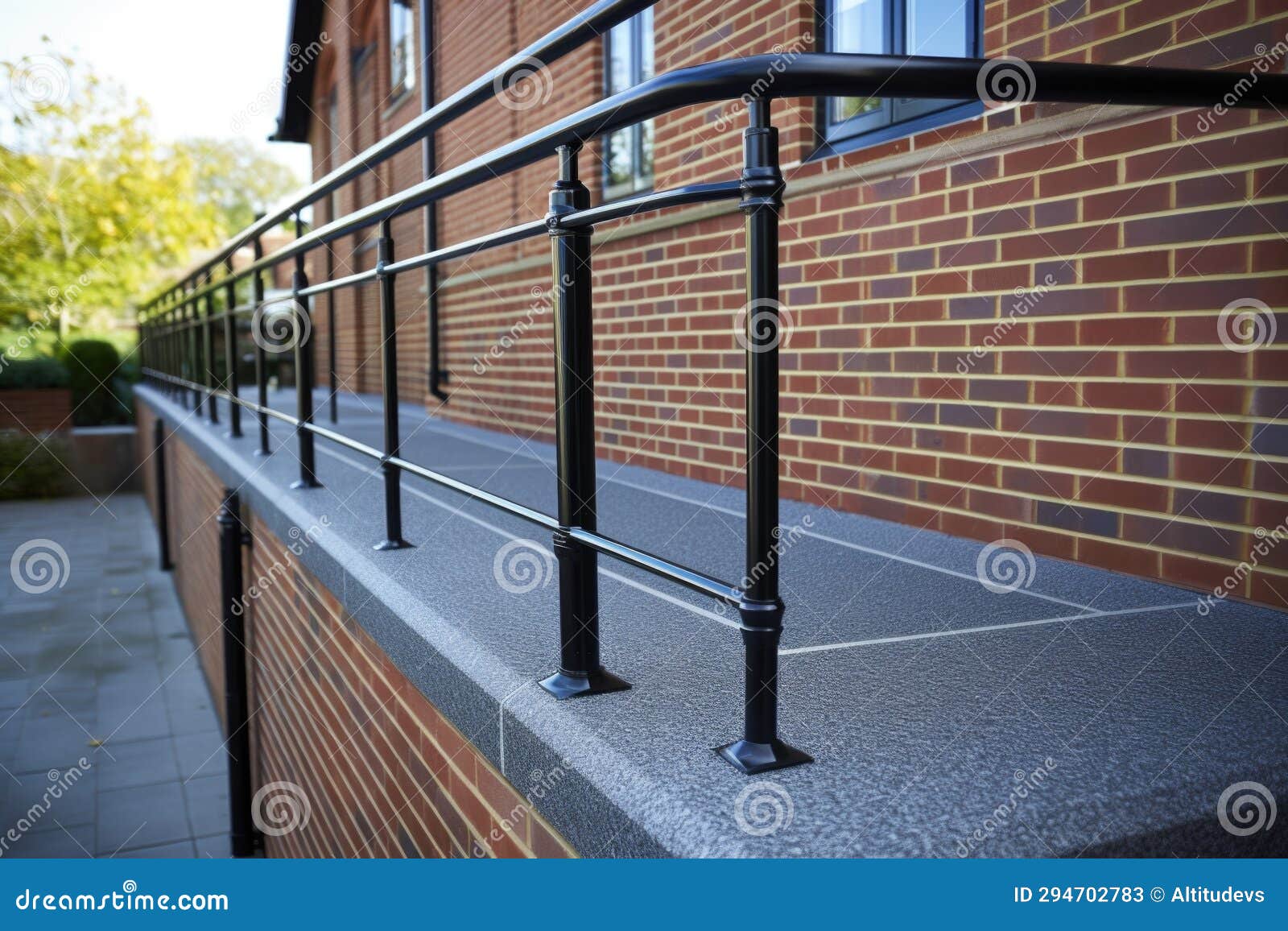 Handrails Installed Along a Brick Wall Stock Image - Image of design ...