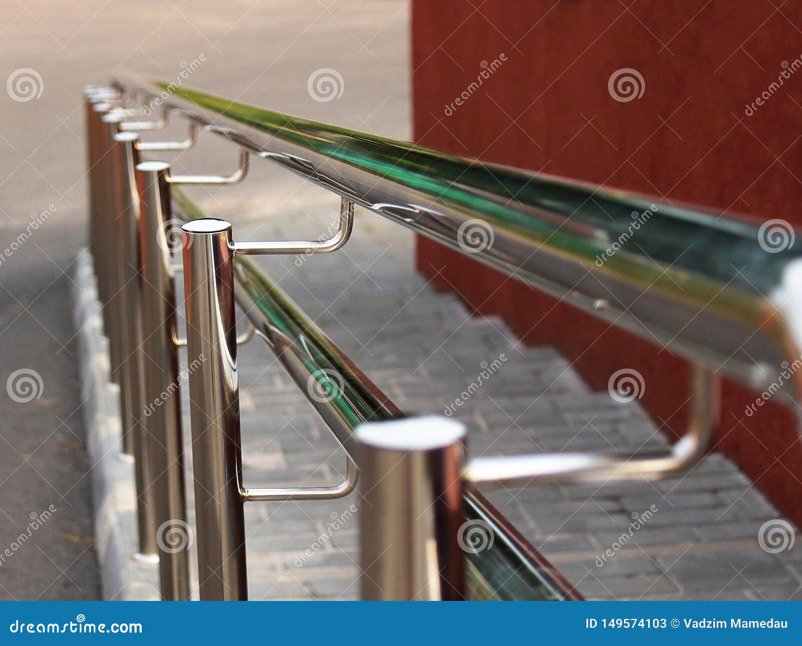 Handrails Railing Chrome Steps in the Stock Image - Image of ...