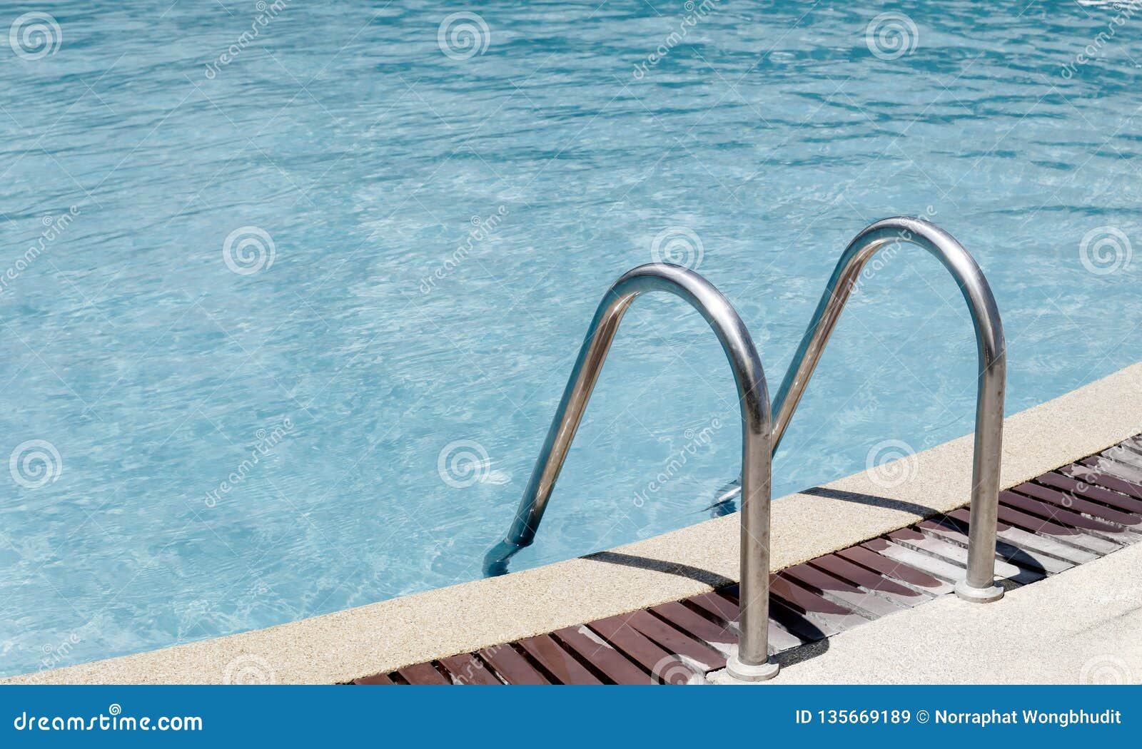 Handrails To Swimming Pool stock image. Image of nature - 135669189