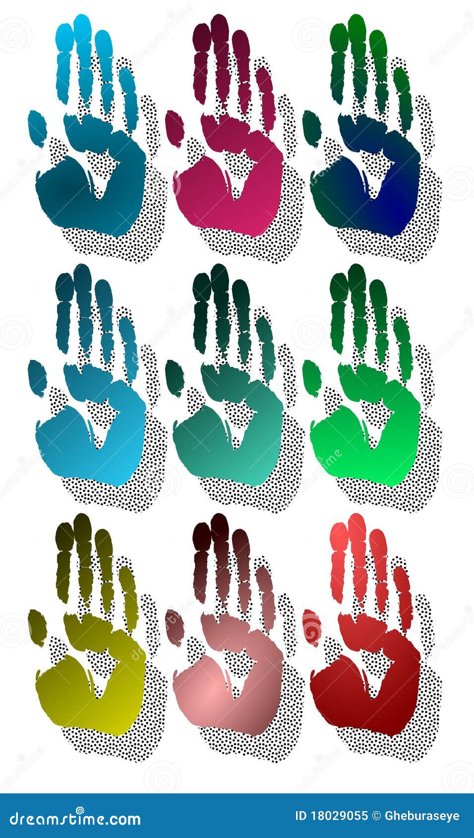 Set of Colorful Hands Isolated Stock Illustration - Illustration of ...