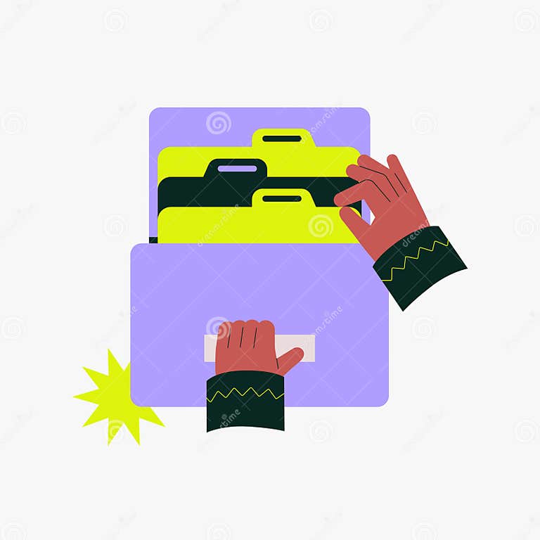 Hands Managing Files in a Drawer, Symbolizing Document Organization ...
